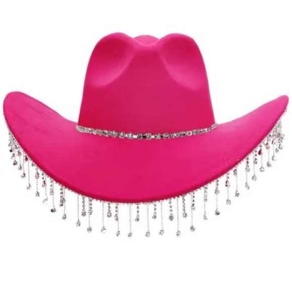 Accessories | Barbie Extra Bling Hot Pink Rhinestone Cowboy Hat | Poshmark